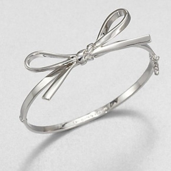 kate spade | Jewelry | Kate Spade Skinny Mini Bow Bangle In Silver ...